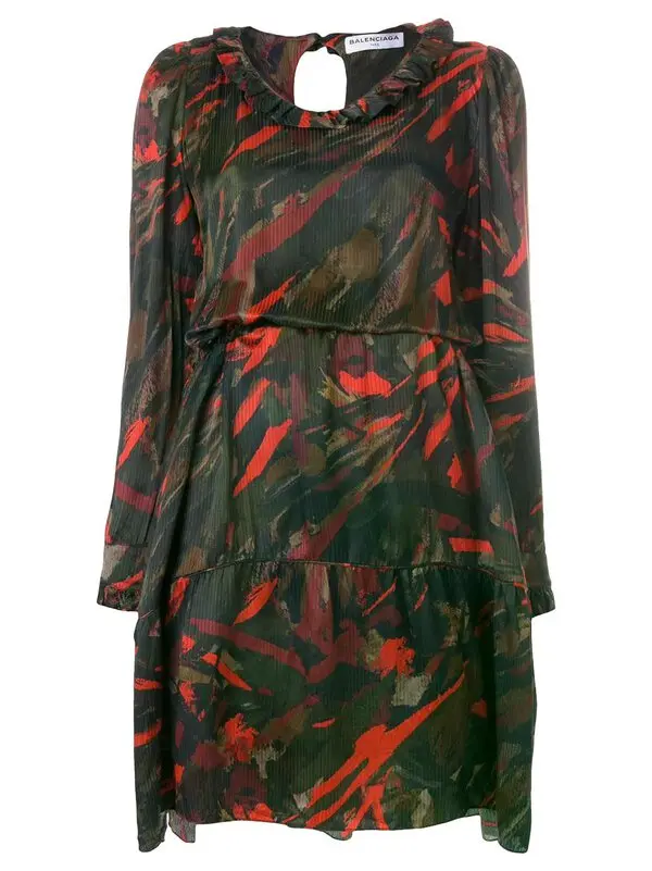 Balenciaga Hybrid V-neck Dress - Multicolour