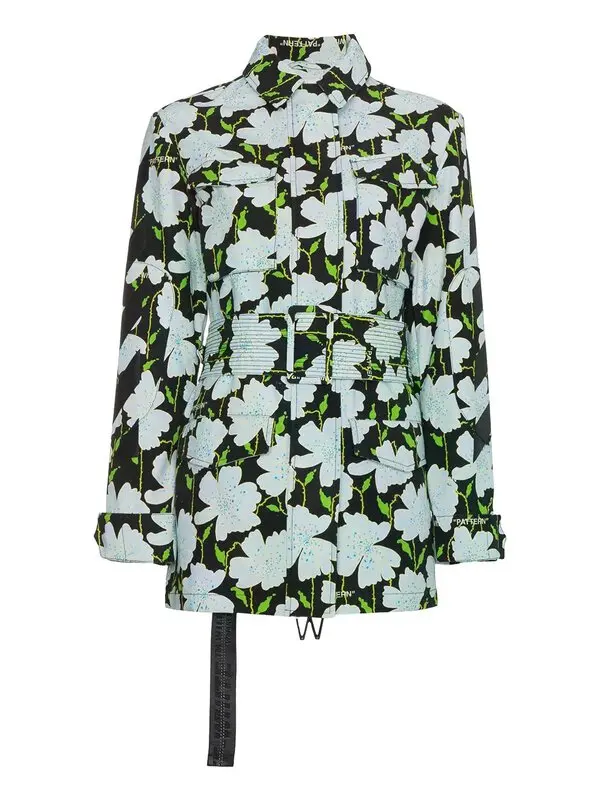 Off-White Floral Military Jacket - Black
