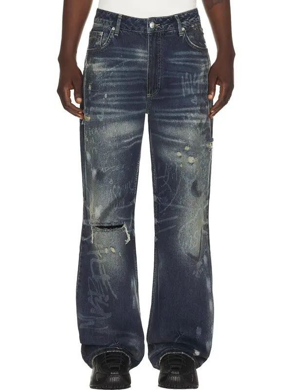 MISBHV Laser Tagged Denim Jeans - Crazy Blue