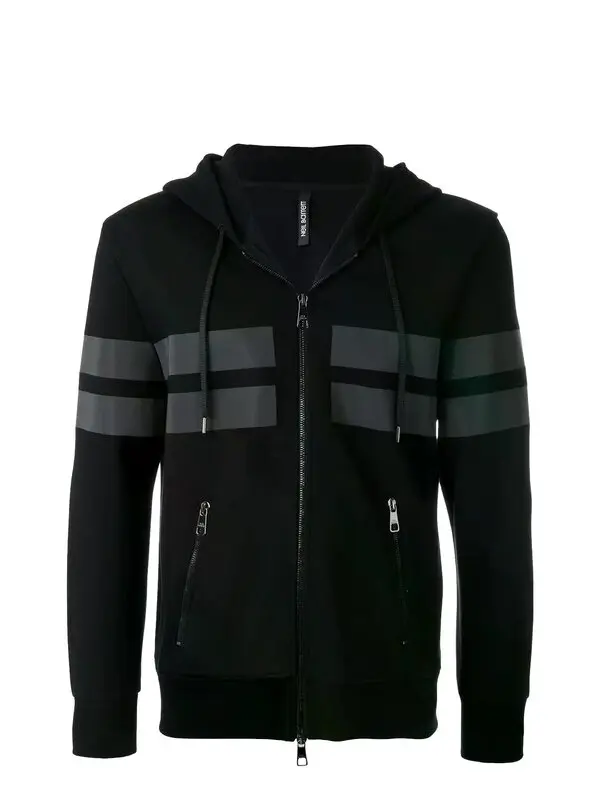Neil Barrett Panelled Hoodie With Drawstring Hood - Black