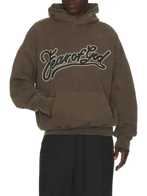 Fear Of God Brushed Fleece Classic Fit Pocket Hoodie - Faded Brown