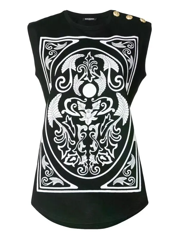 Balmain Embellished Button T-shirt - Black