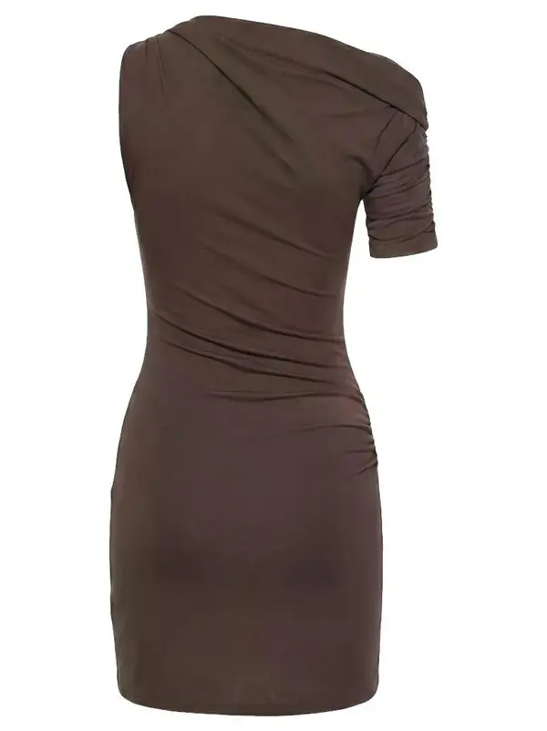 Jacquemus Draped Asymmetrical Boat Neck Dress - Brown