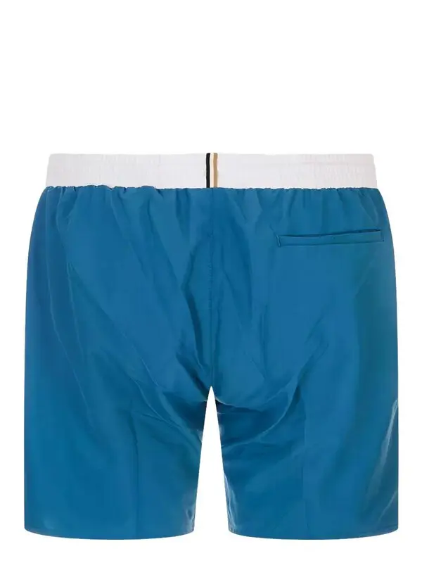 BOSS Logo Print Drawstring Swim Shorts - Blue