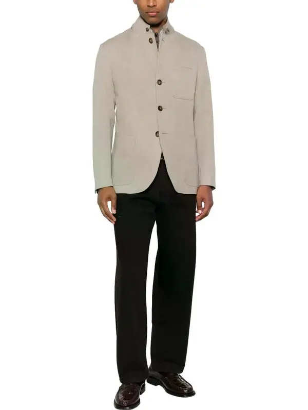 Canali High-neck Button-fastening Jacket - Grey