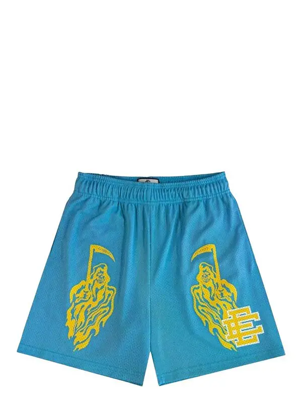 ERIC EMANUEL X Warren Lotas Mesh Graphic Print Shorts - Blue