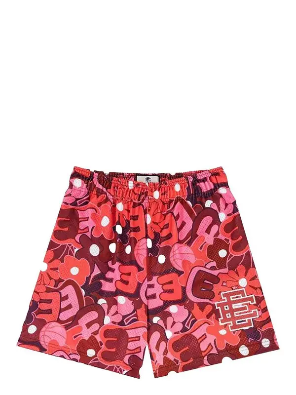 ERIC EMANUEL Floral Print Mesh Shorts - Red