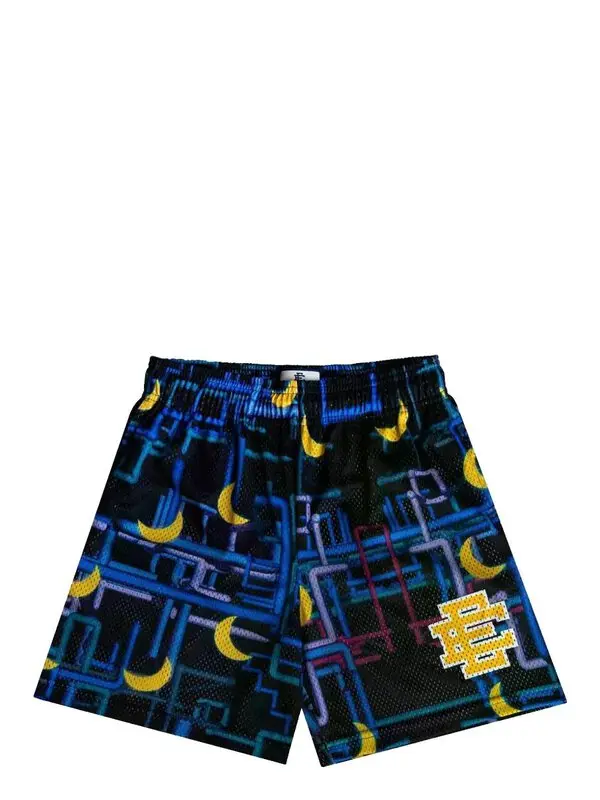 ERIC EMANUEL Graphic Print Mesh Shorts - Black