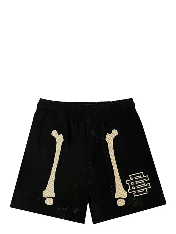 ERIC EMANUEL Bone Print Mesh Shorts - Black