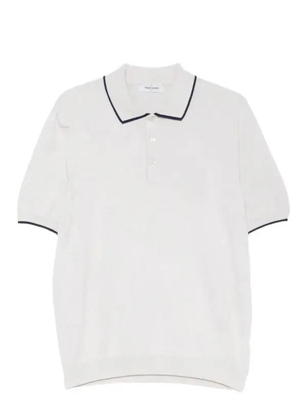 GRAN SASSO Contrast-trim Short-sleeve Polo Shirt - Neutrals