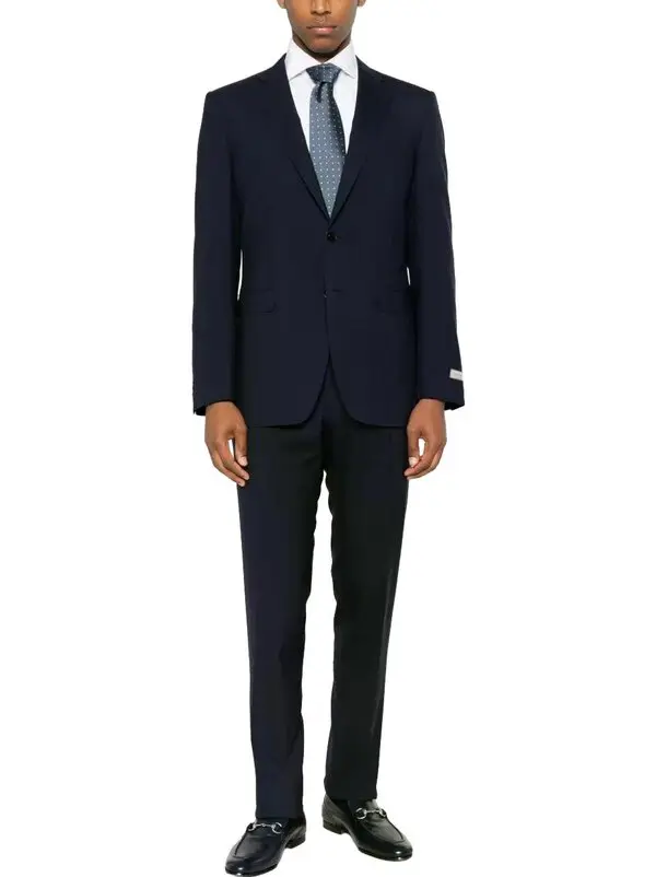 Canali Check-pattern Wool Suit - Blue