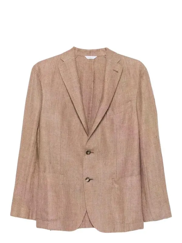 Boglioli Herringbone-weave Single-breasted Blazer - Brown