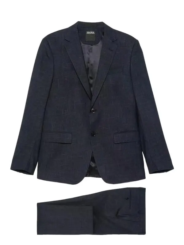 Zegna Flap-pocket Single-breasted Suit - Blue