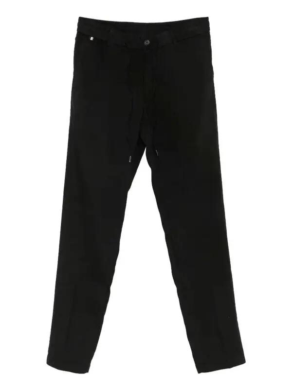 BOSS Linen Blend Drawstring Waist Trousers - Black