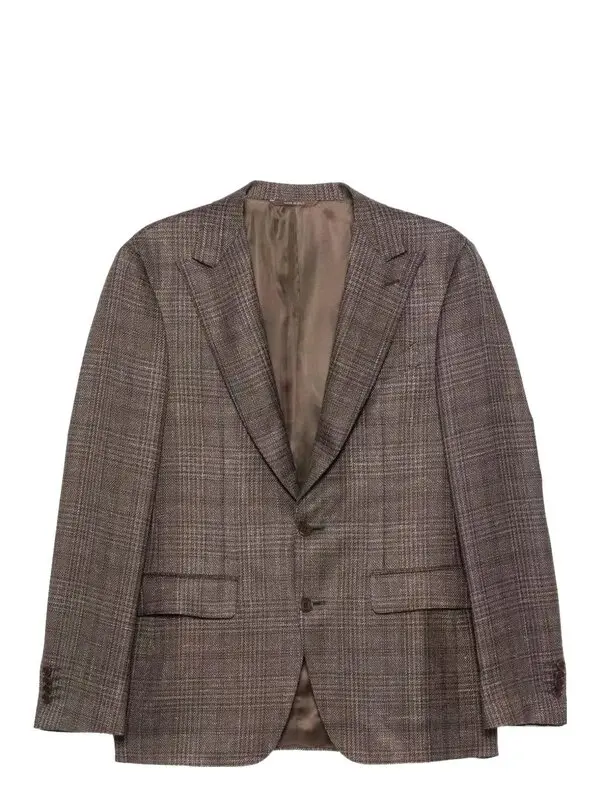 Canali Check-pattern Single-breasted Blazer - Brown