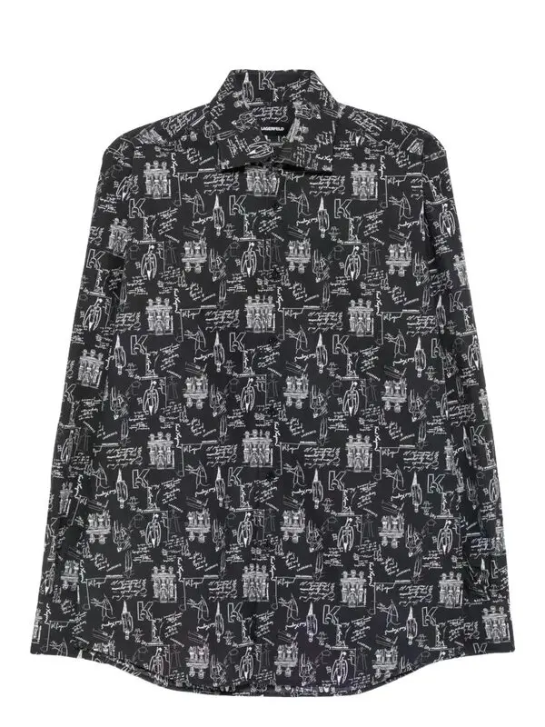 Karl Lagerfeld Graphic-print Long-sleeve Shirt - Black