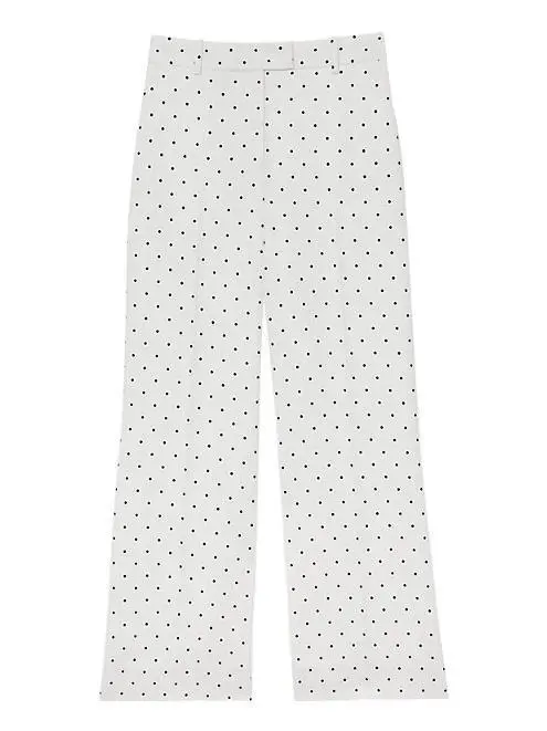 REISS Beatrix Polka-dot Woven Wide-leg Trousers - White Navy