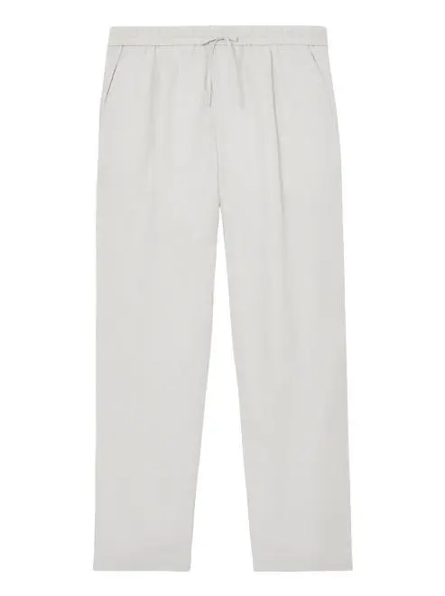 REISS Drawstring-waist Linen Trousers - Stone