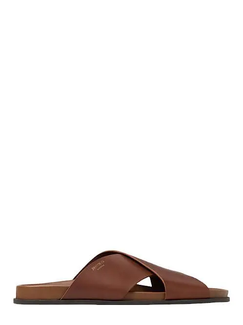 JIMMY CHOO Sol Leather Slides - Cigar