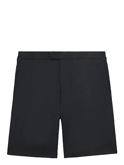 REISS Cantwell Side-adjuster Stretch Cotton-blend Shorts - Navy