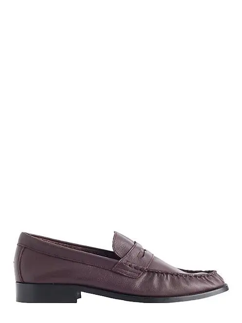 DUKE + DEXTER Ezra Ruched Leather Loafers - Wine