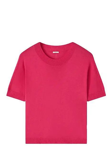 JOSEPH Jana Round-neck Relaxed-fit Silk Top - Fuchsia
