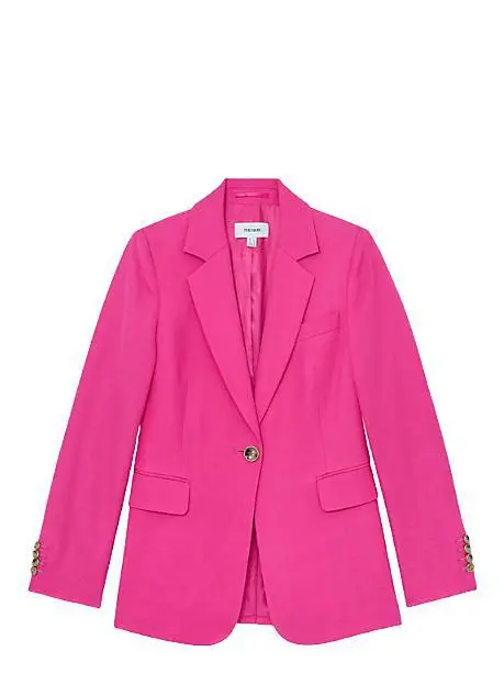 REISS Charli Linen-blend Suit Jacket - Pink