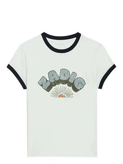 Zadig&Voltaire Branded Print Short-sleeved Cotton-jersey T-shirt - Light Jade