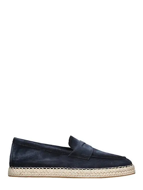 Santoni Carlo Suede Espadrille Loafers - Navy