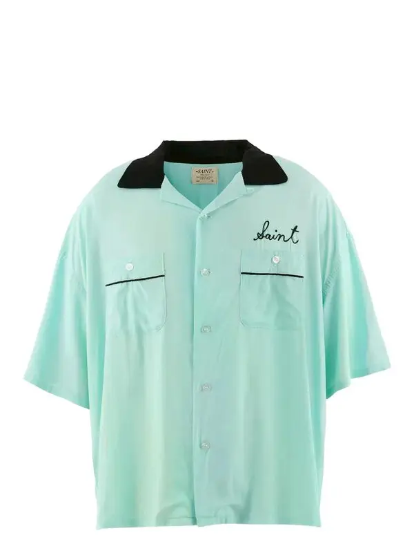 SAINT MXXXXXX Embroidered-logo Shirt - Blue