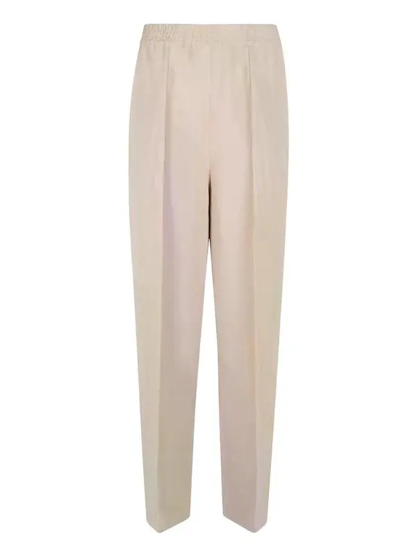 Fabiana Filippi Beige Twill Pleated Trousers - Neutrals