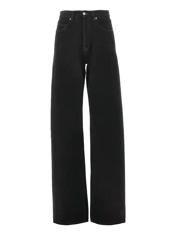 Saint Laurent Wide-leg Jeans With Contrast Stitching - Black