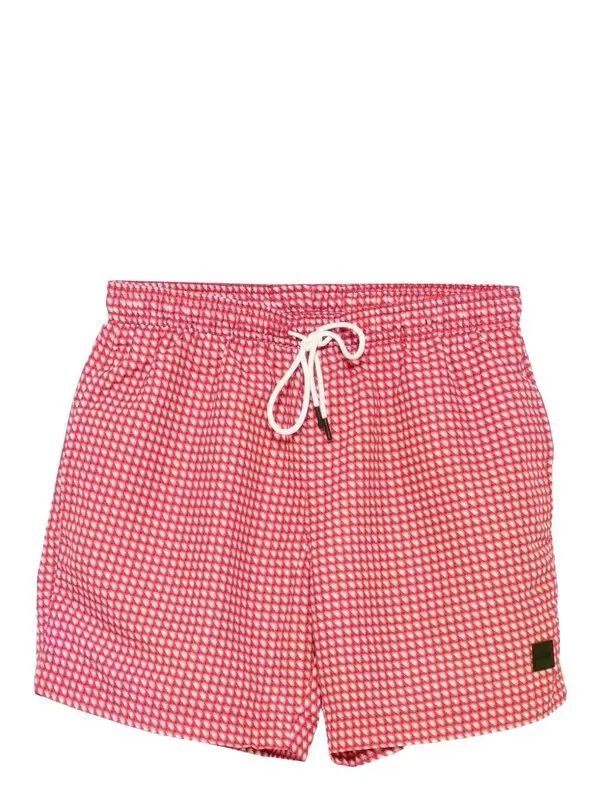 BOSS Graphic Print Swim Shorts - Red