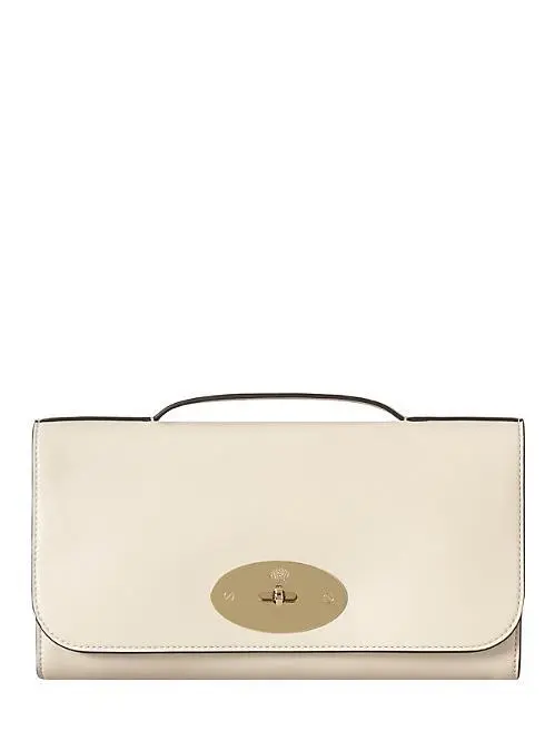 Mulberry Lily Leather Clutch Bag With Postman's Lock - Eggshell