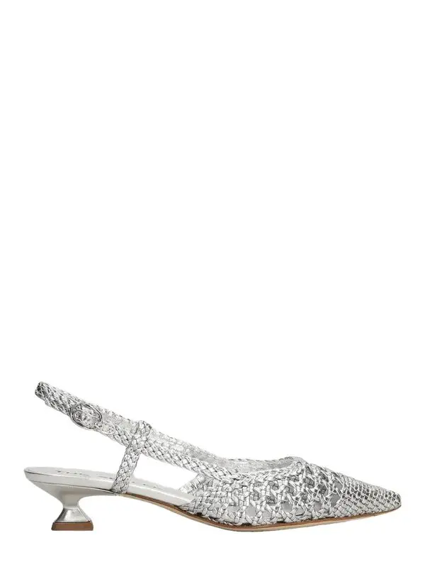 THE SELLER Woven Leather Slingback Pumps - Silver