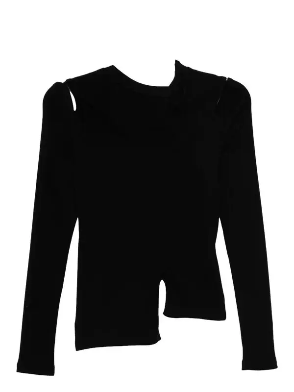 LIMI FEU Asymmetric Neck Long Sleeve T-shirt - Black
