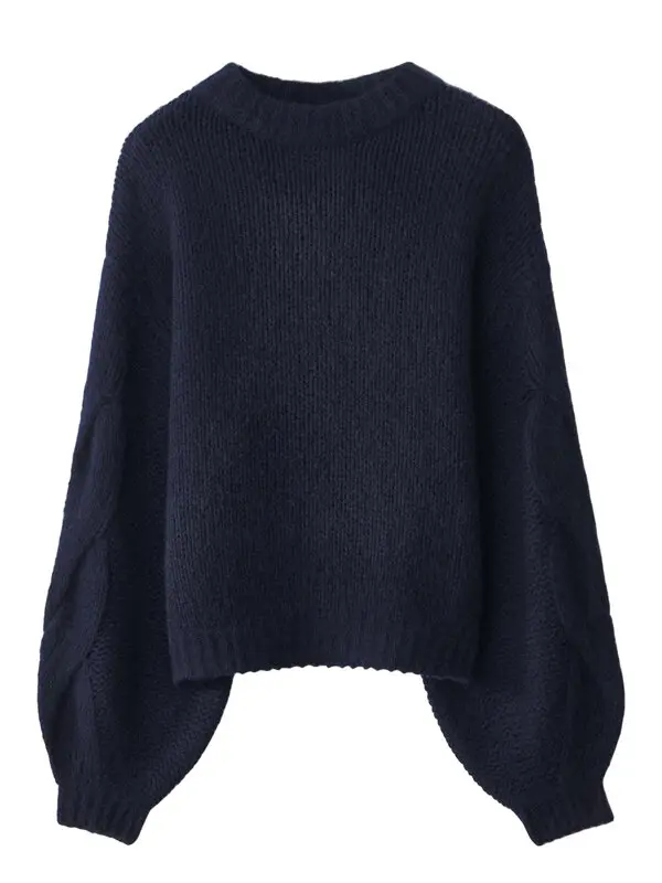 LISA YANG Runi Silk Cashmere Sweater - Navy