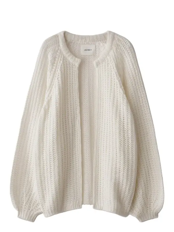 LISA YANG Thena Cardigan In Silk Cashmere Rib Knit - Cream