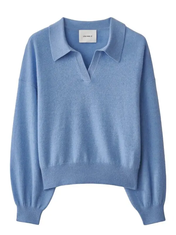 LISA YANG Katriel Collared V-neck Sweater - Blue