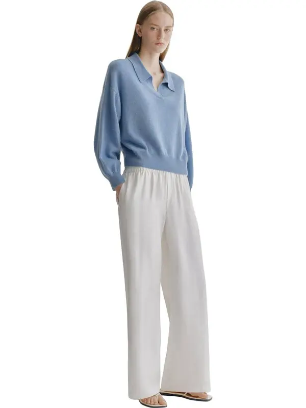 LISA YANG Katriel Collared V-neck Sweater - Cloud Blue