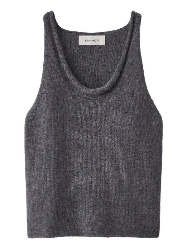 LISA YANG Hayda Cashmere Knit Top - Graphite