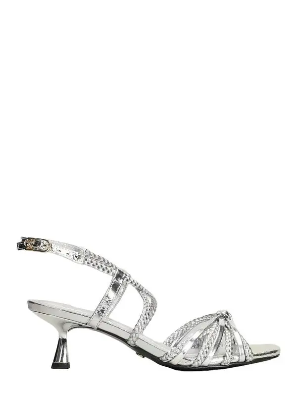 GOLD & ROUGE Braided Metallic Sandals - Silver