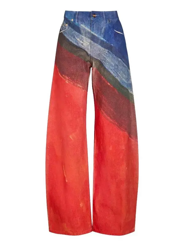Gabriela Hearst Abstract Print Denim Jeans - Red