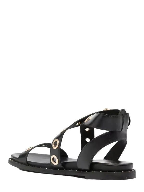 CARMELA Eyelet-embellished Cross-strap Sandals - Black