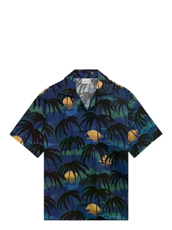 PROBUS Palmiers-print Short-sleeved Shirt - Blue