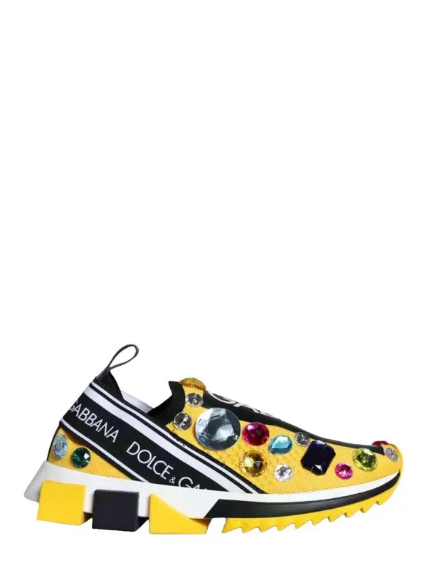 Dolce & Gabbana Sorrento Crystal-embellished Sneakers - Yellow