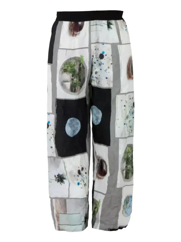 MARIA CALDERARA Artist-print Cotton Trousers - Black