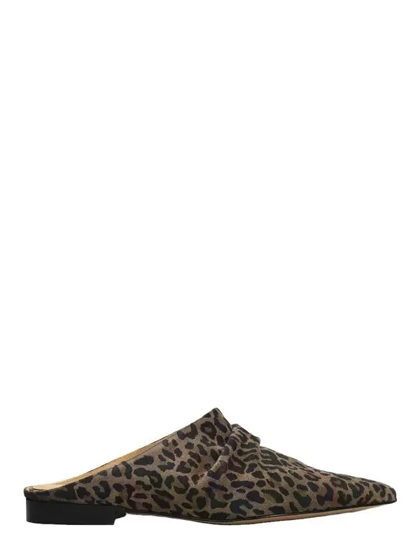 ALCHIMIA Leopard-print Gathered Mules - Brown