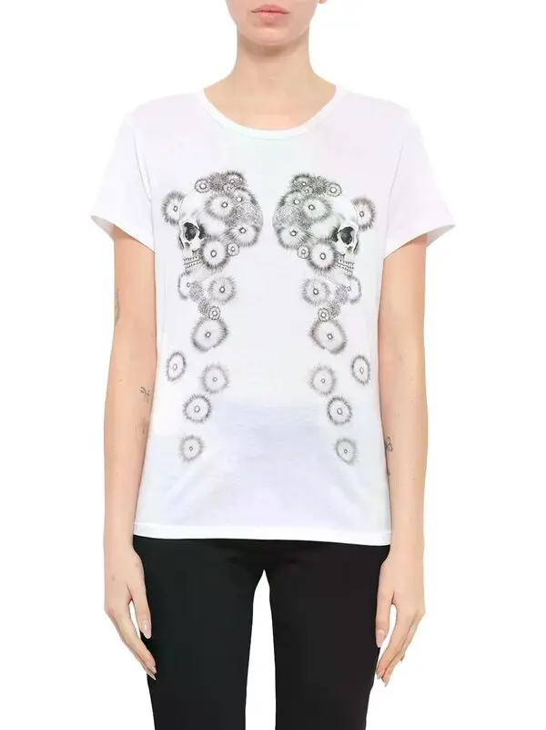 Alexander McQueen Double Skull Print T-shirt - White