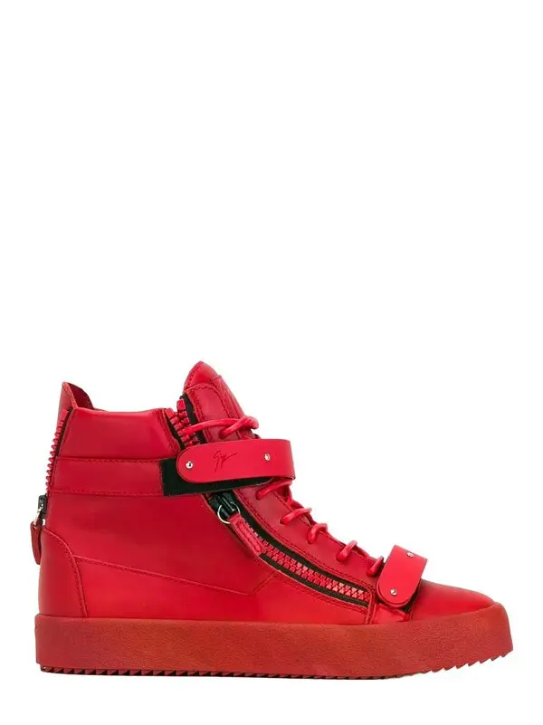 GIUSEPPE ZANOTTI Zip Detail High-top Sneakers - Red